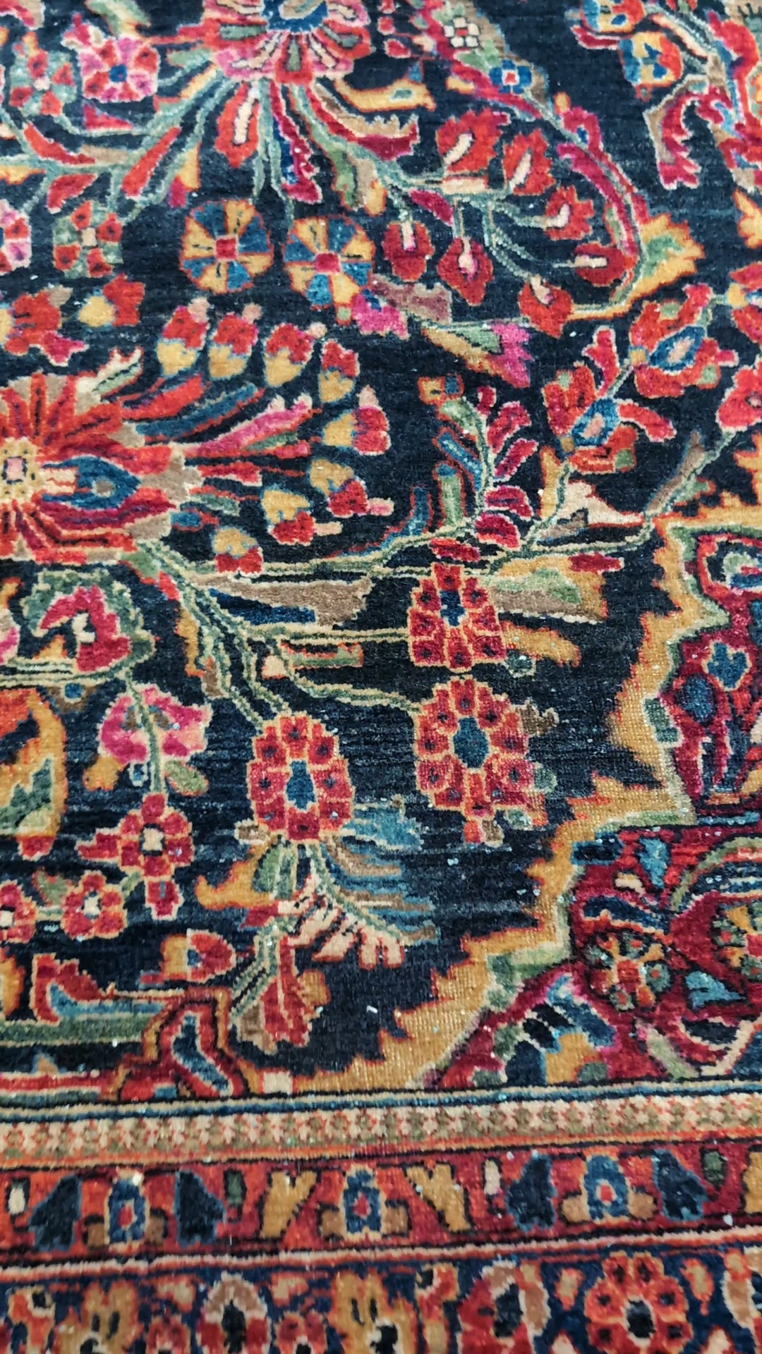 PENDING SALE - Antique Sarouk Persian Rug, 10x15 "Indigo Garden Palace ...